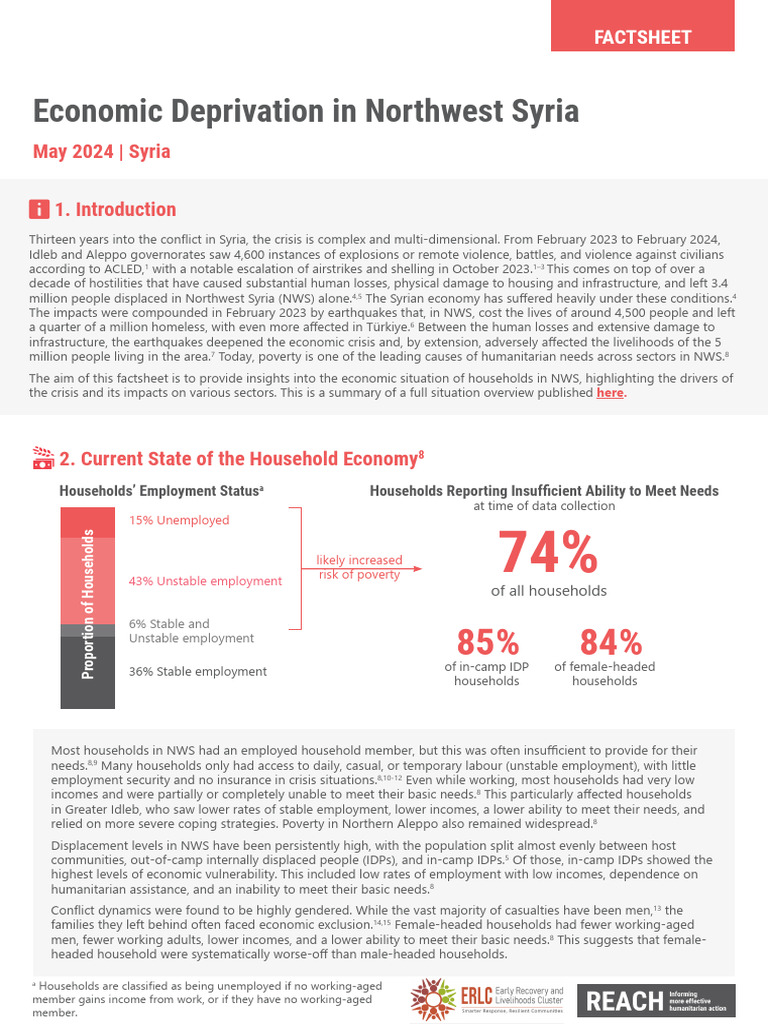 REACH SYR Economic Deprivation NWS Summary May24 | PDF | Poverty ...