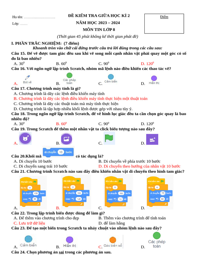 De Kiem Tra Giua Ki 2 | PDF