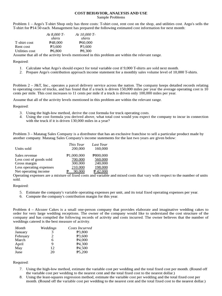 Cost Behavior Analysis and Examples | PDF