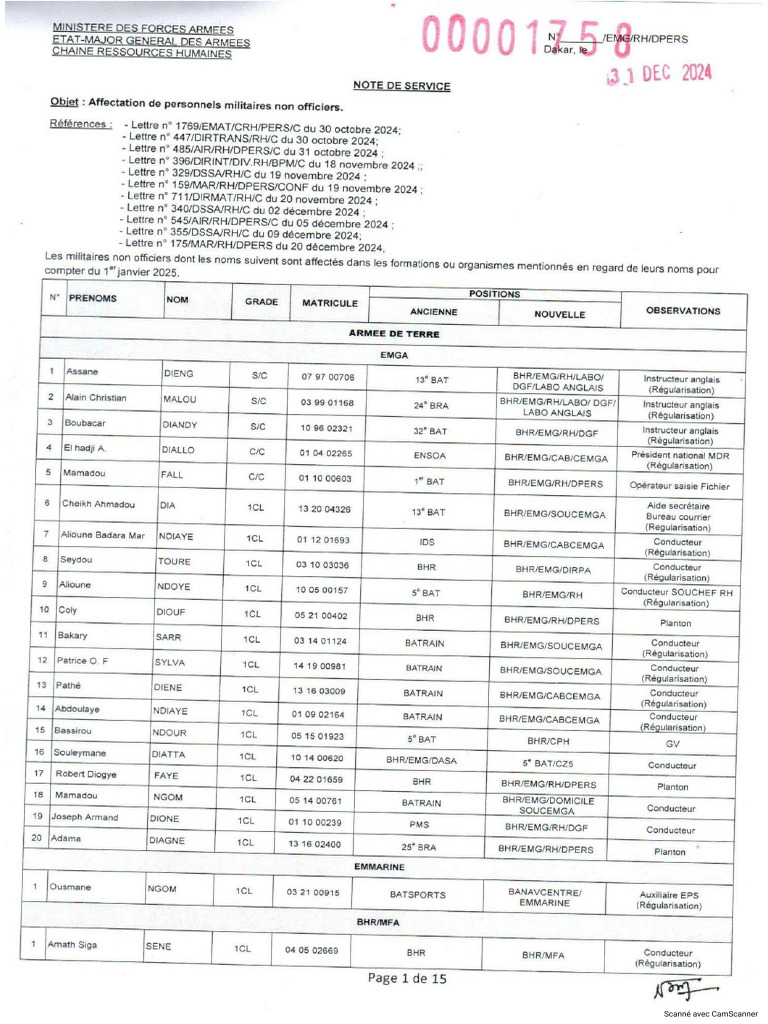 Nds Affectation Persinnels Militaires Non Officiers | PDF