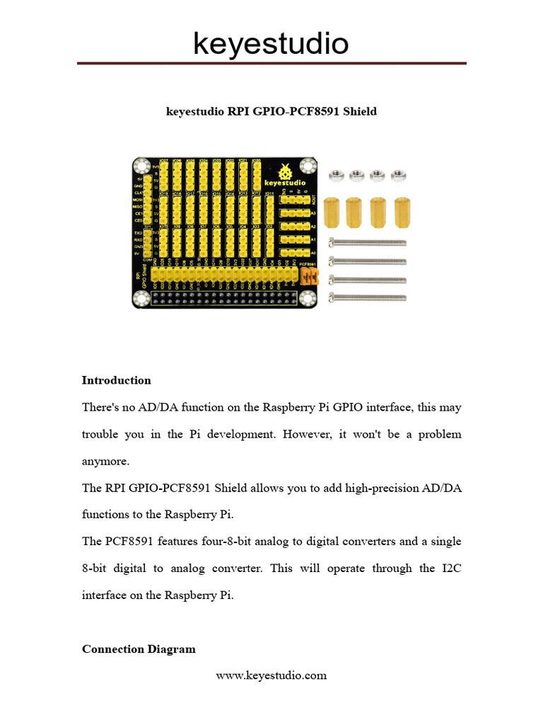 KS0213 Keyestudio GPIO-PCF8591 Shield | PDF | Command Line Interface | Computer File