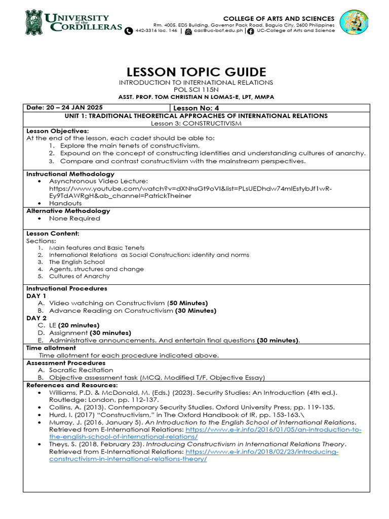 LTG Lesson 4 Constructivism | PDF | Political Science | Scientific Theories