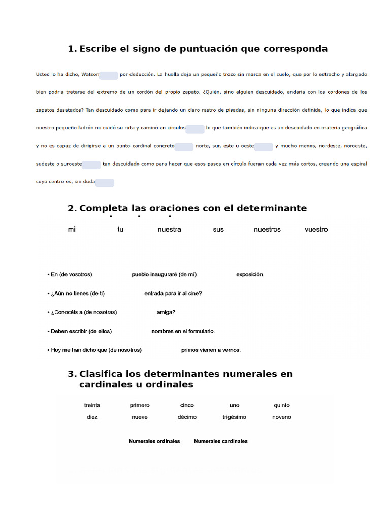 Ejercicios de Gramática y Puntuación | PDF