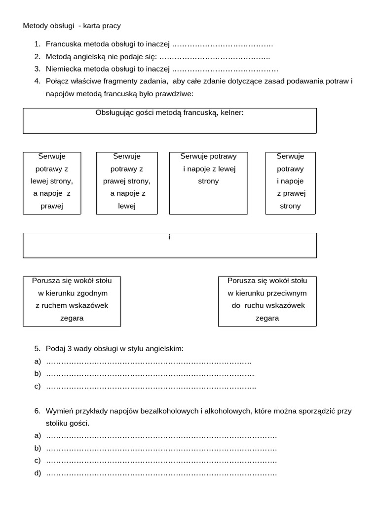 Metody Obsługi - Karta Pracy | PDF