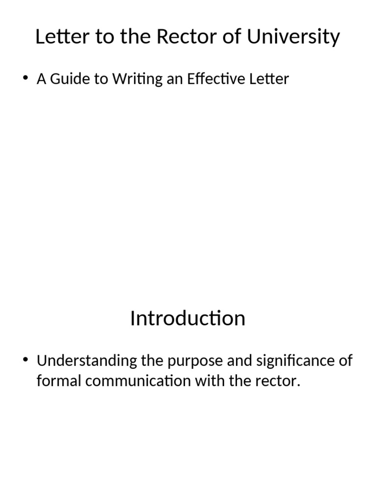 Letter To Rector Presentation | PDF