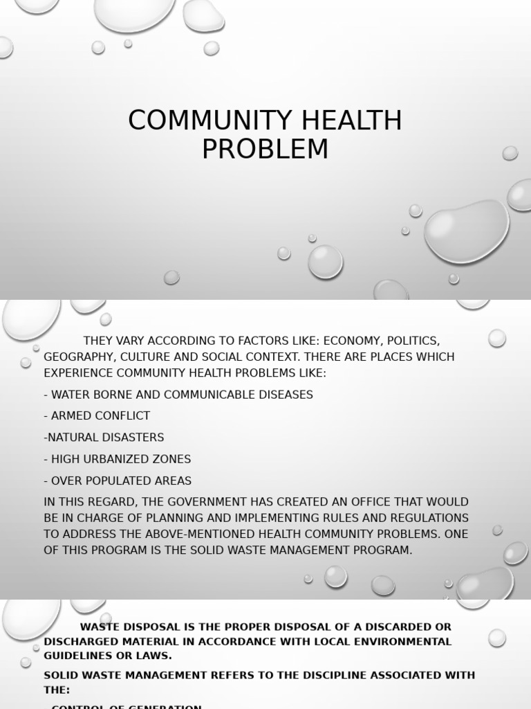 Community Health Problem | PDF | Waste Management | Waste