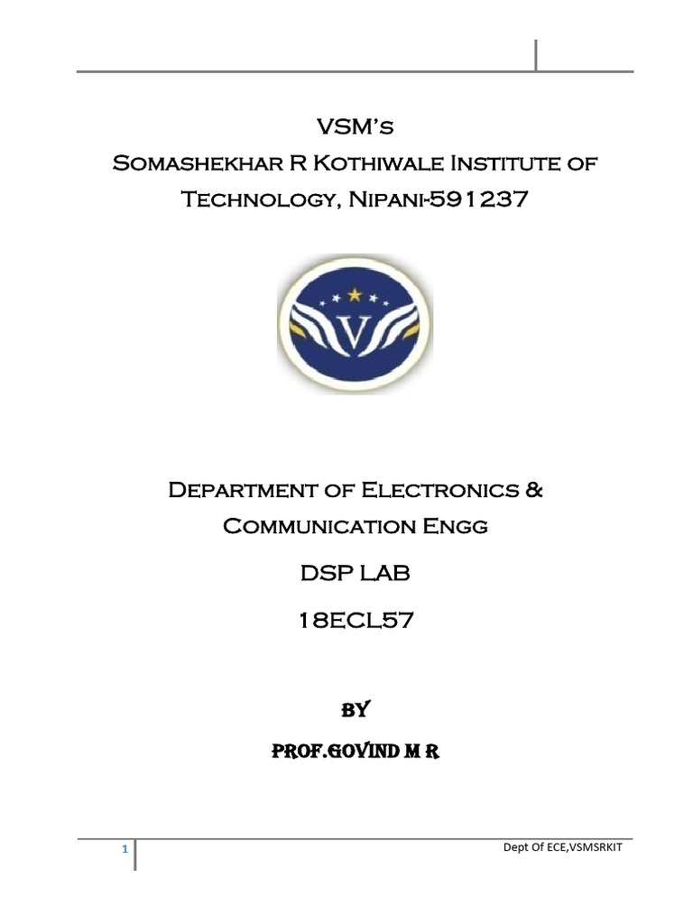 5th_SEM_DSP_LAB_Manual(17ECL57) | PDF | Matlab | Digital Signal Processor