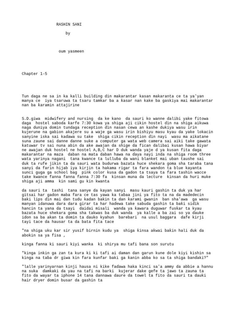 Rashin Sani Complete Hausa Novel by Hausanovels001 | PDF