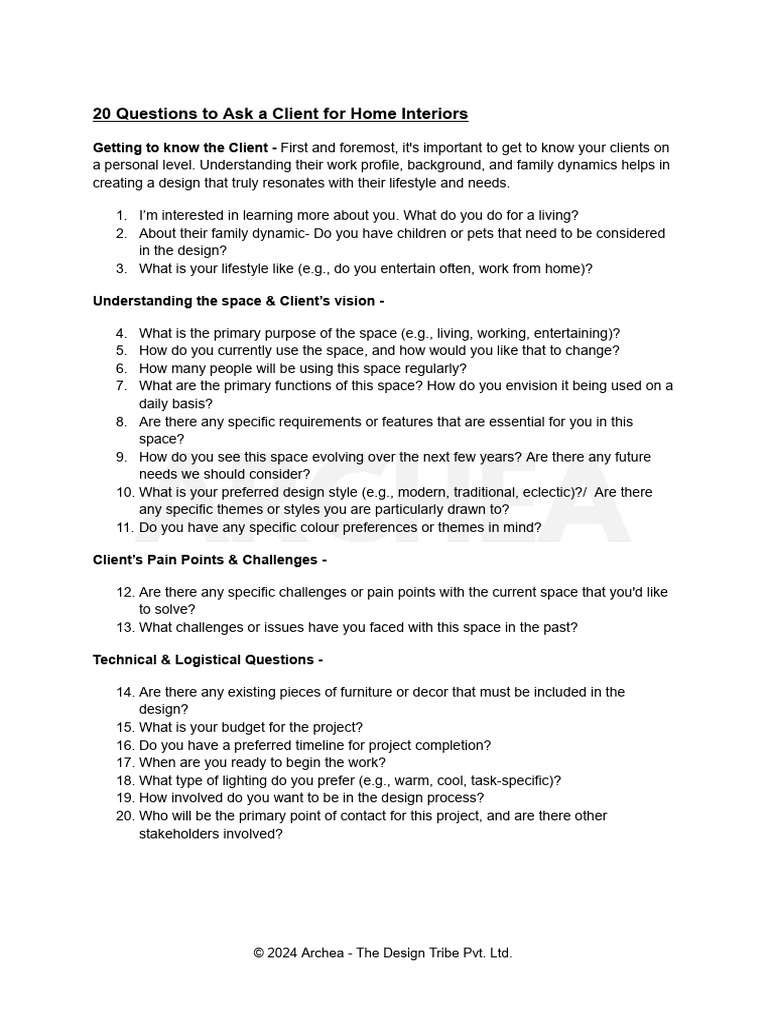 20 Questions to ask your Clients (1) | PDF