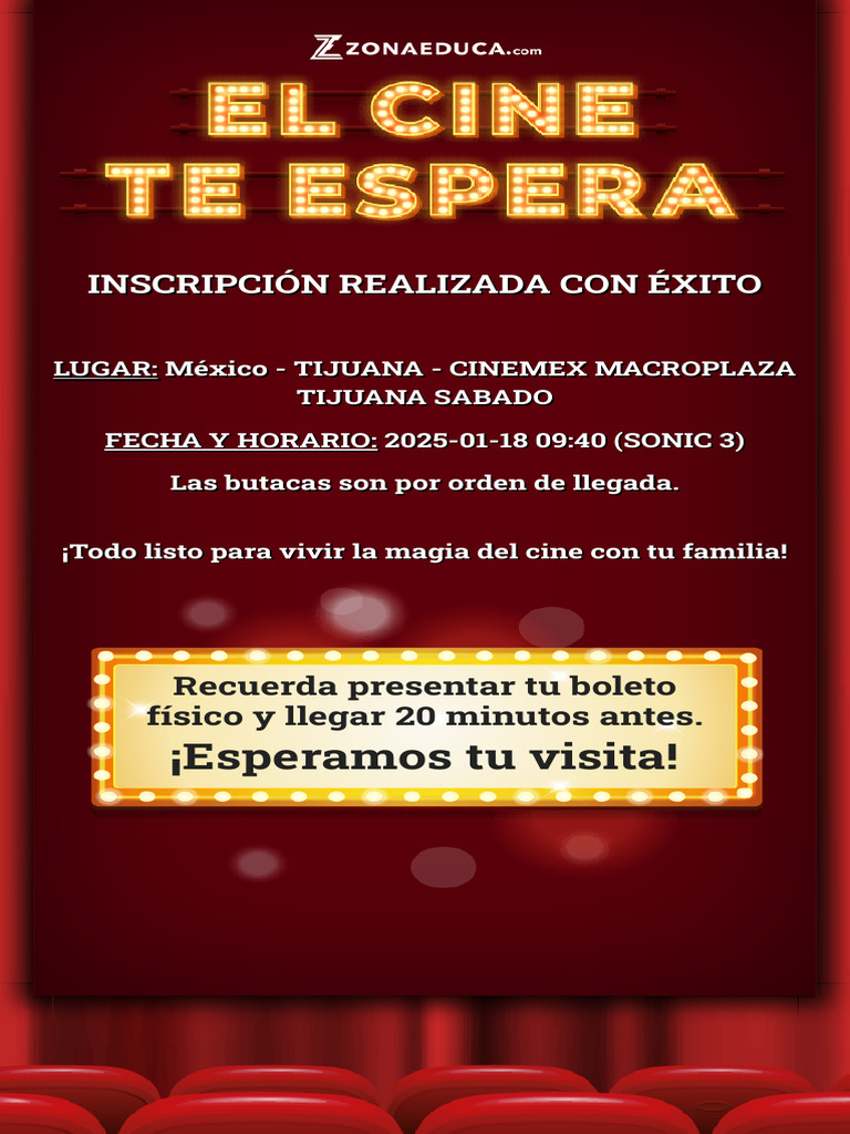 Inscripción Cinemex Macroplaza Tijuana | PDF