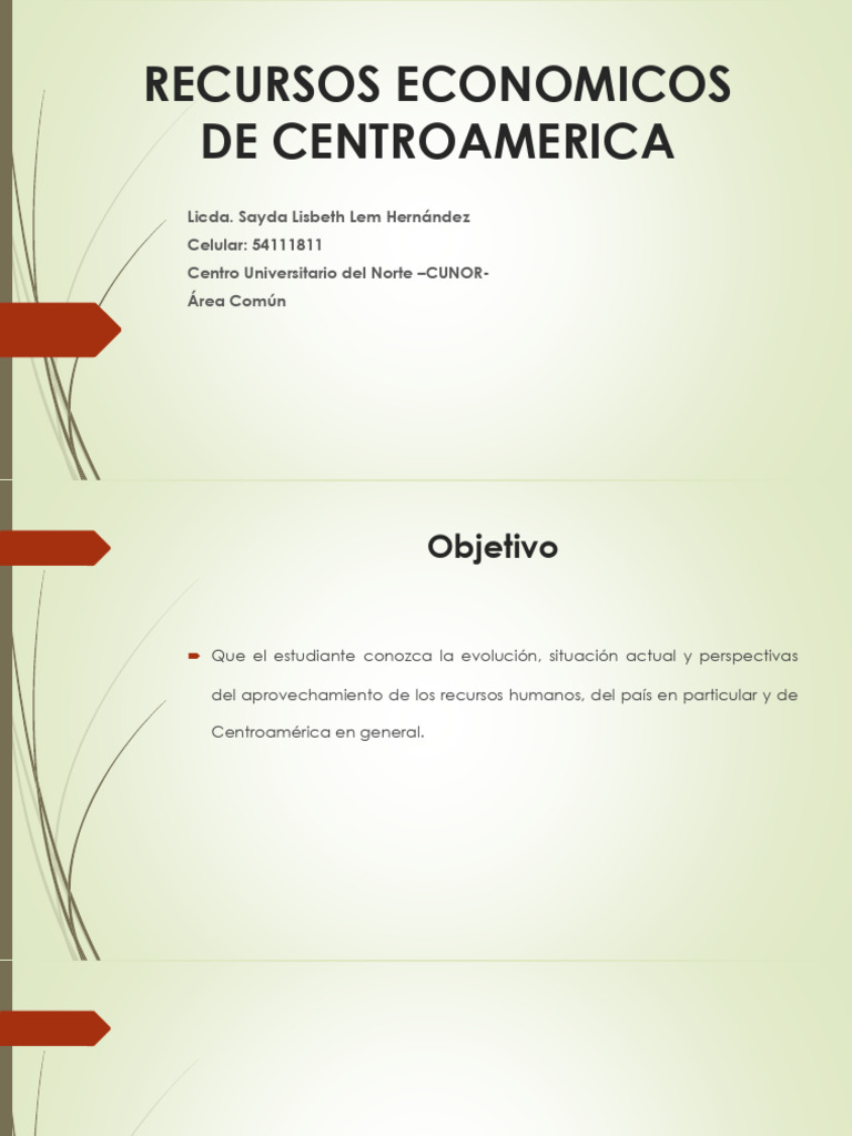 Recursos Economicos de Centroamenrica - Primera Clase | PDF | Factores ...