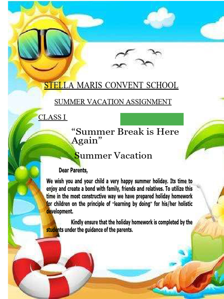 Holiday Homework Class 1 | PDF