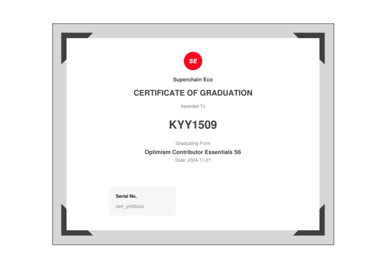 Certificate of Completion For Optimism Contributor Essentials v0 1 | PDF