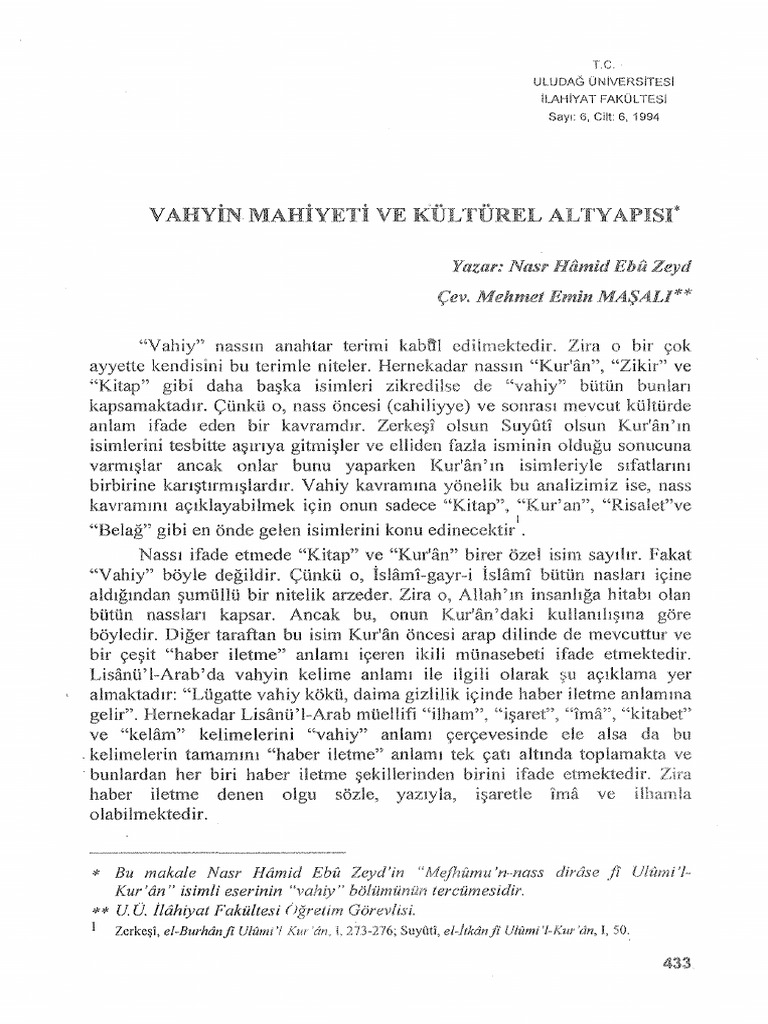 Vahyin Mahiyeti ve Kültürel Altyapısı | PDF