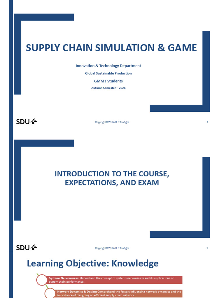 SC Simulation & Game - Lectures 1 & 2 | PDF | Supply Chain | Simulation