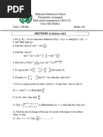 Mathematics XII Half Yearly Paper 2024 - 25 | PDF | Function (Mathematics) | Mathematics