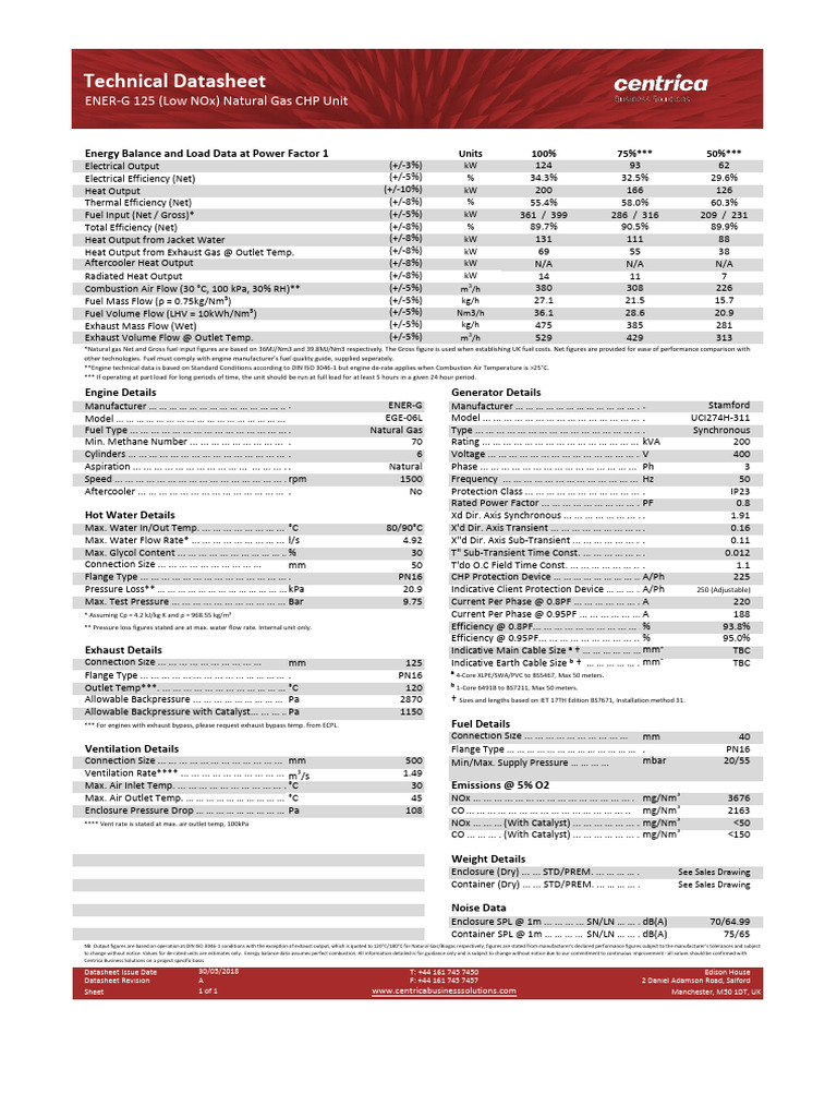 E125 (Low NOx) Technical Datasheet | PDF | Energy Technology ...