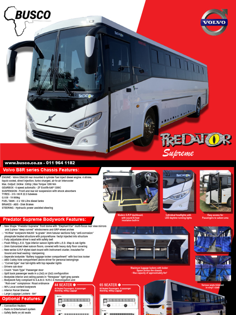 44 & 65 Seater Bus Specifications | PDF | Truck | Luxury Vehicles