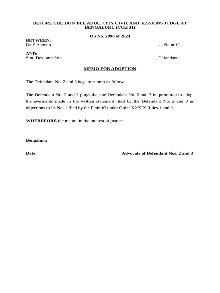 Memo For Adoption | PDF