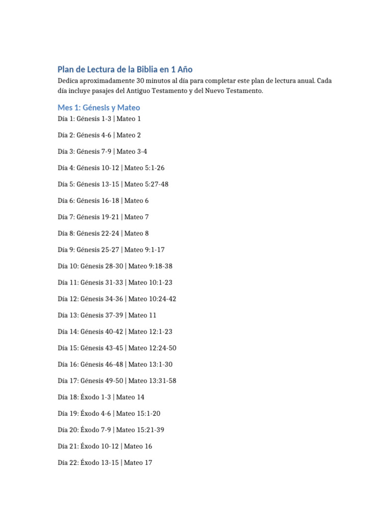 Plan_Lectura_Biblia_1_A%C3%B1o | PDF