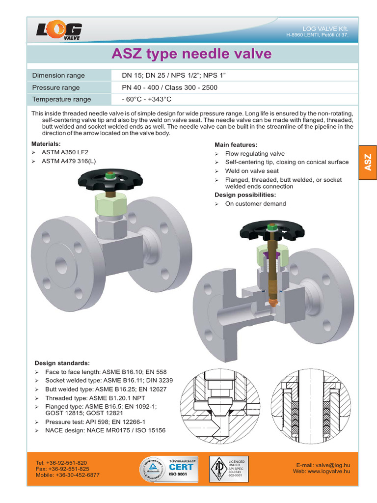 Industrial Needle Valve Guide | PDF | Valve | Plumbing