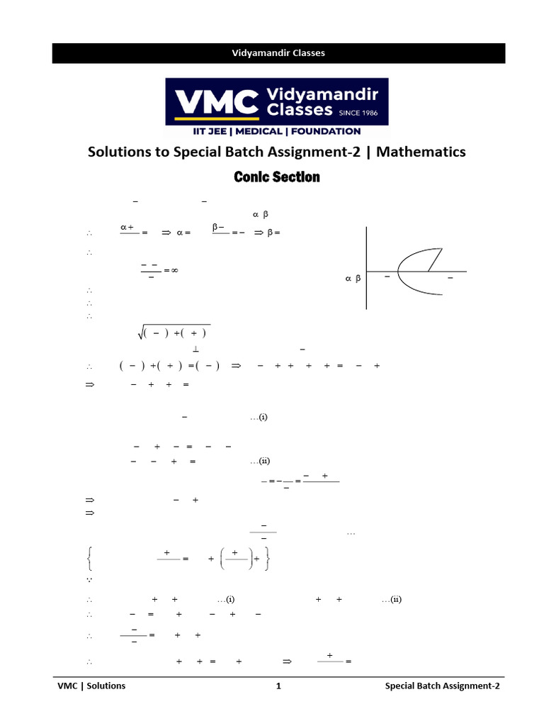 2023-SOLUTIONS Special Batch Assignment-2 Maths | PDF | Ellipse | Geometry