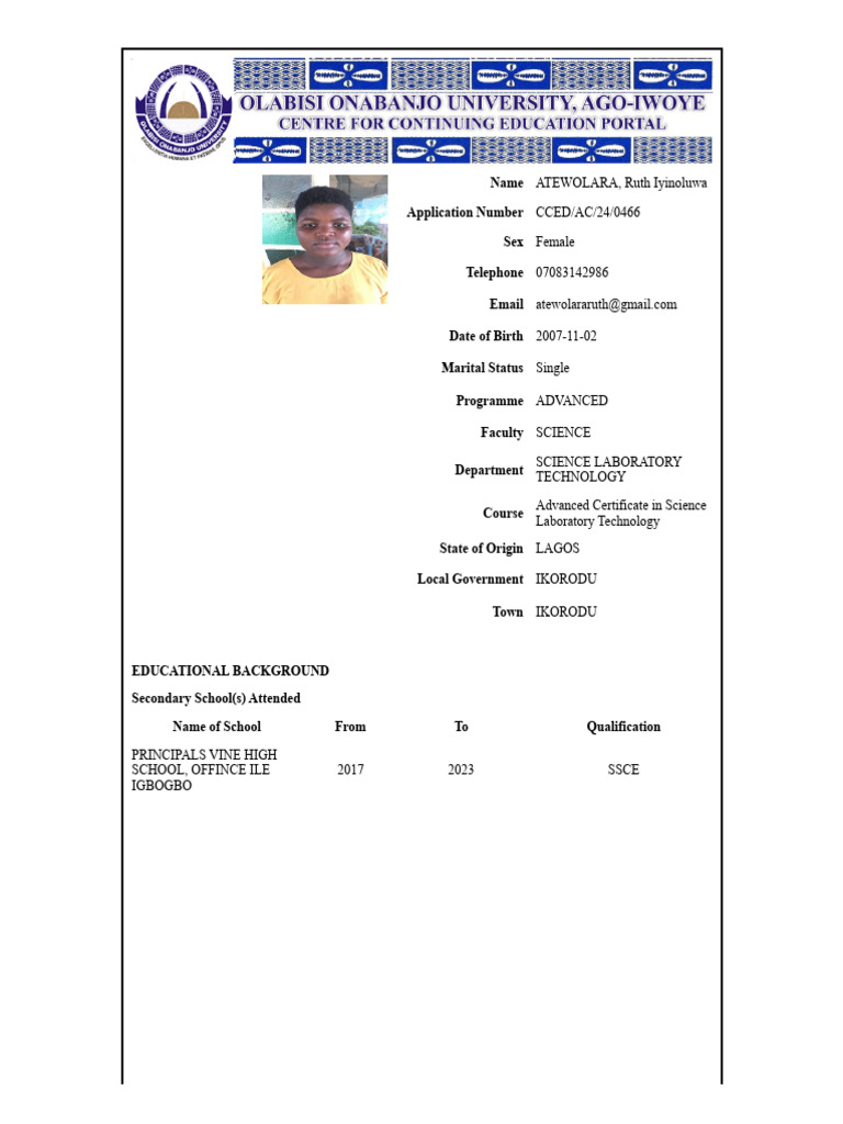 2024 - 2025 Advanced Application Form | PDF