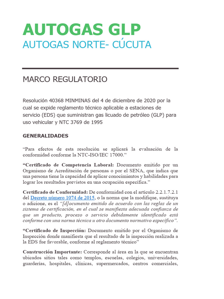 Regulación y Mercado de Autogas GLP en Cúcuta | PDF | Inversiones