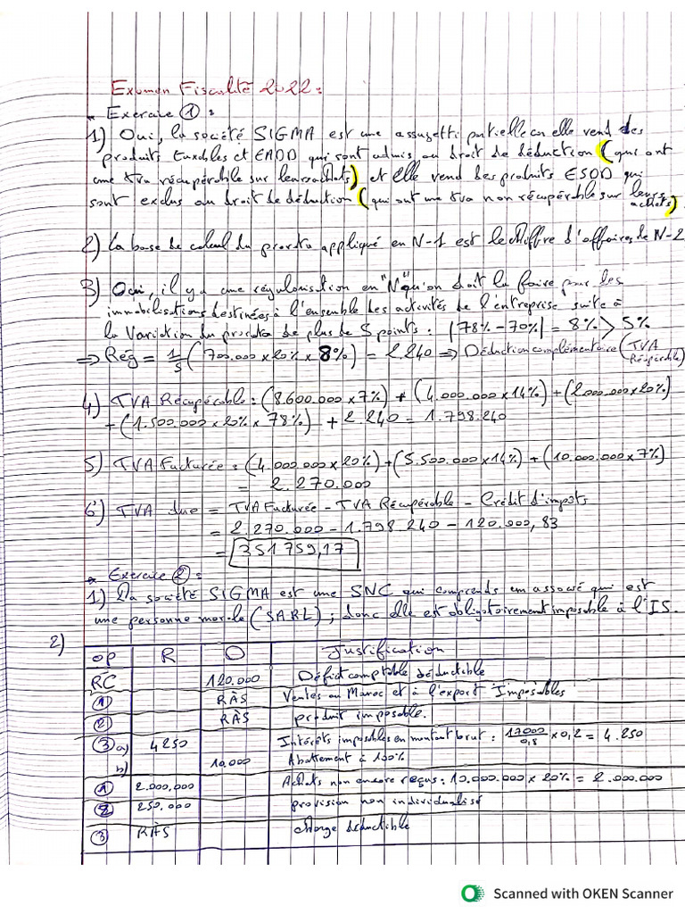 Examen Fisca 2022 Correction | PDF