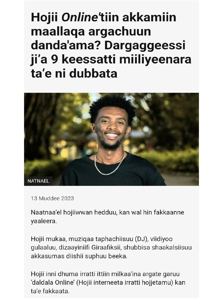 Naatnaa'El Tafarraa | PDF