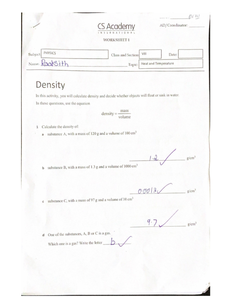 WORKSHEET 1 PHYSICS | PDF