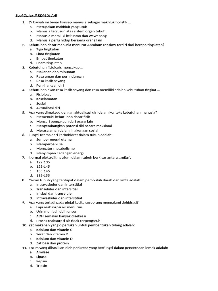 Soal Objektif KDM XI A-B | PDF