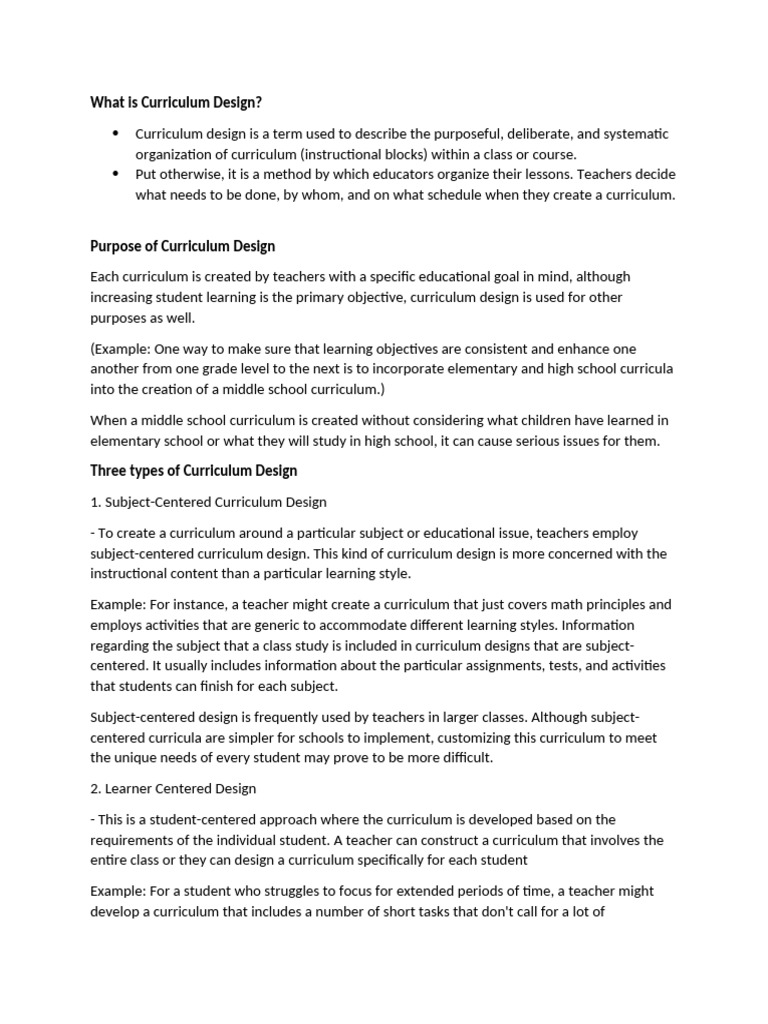 Understanding Curriculum Design Basics | PDF | Curriculum | Teachers