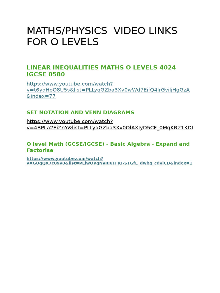 Linear Inequalities Maths o Levels 4024 Igcse 0580 | PDF