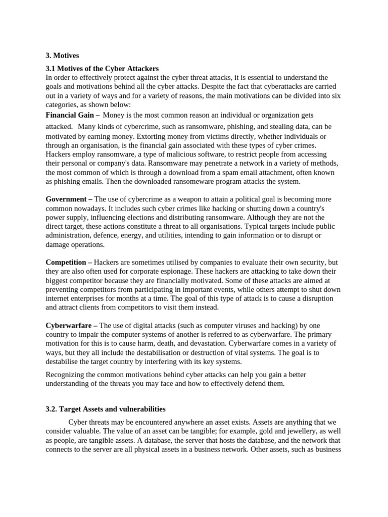 Motives - Consequences of Threats | PDF | Security | Computer Security