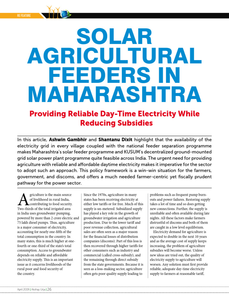 Solar Agricultural Feeders in Maharashtra | PDF | Solar Power ...