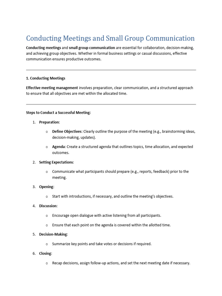 Effective Meetings & Group Communication | PDF | Communication ...