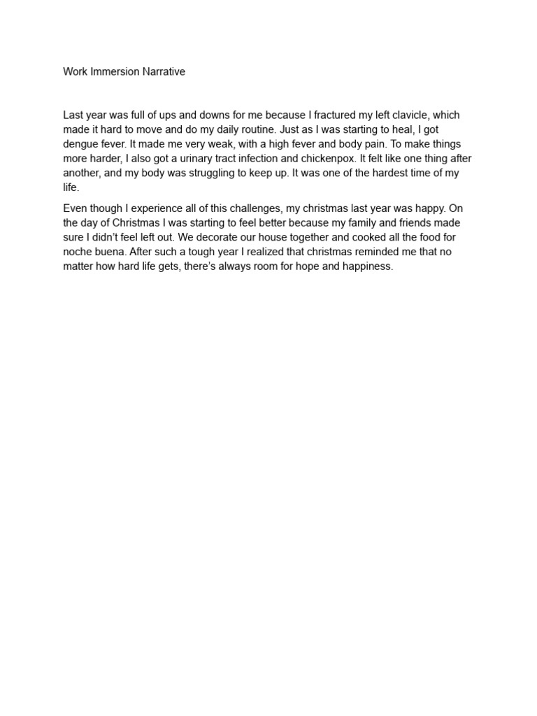 Work Immersion Narrative | PDF