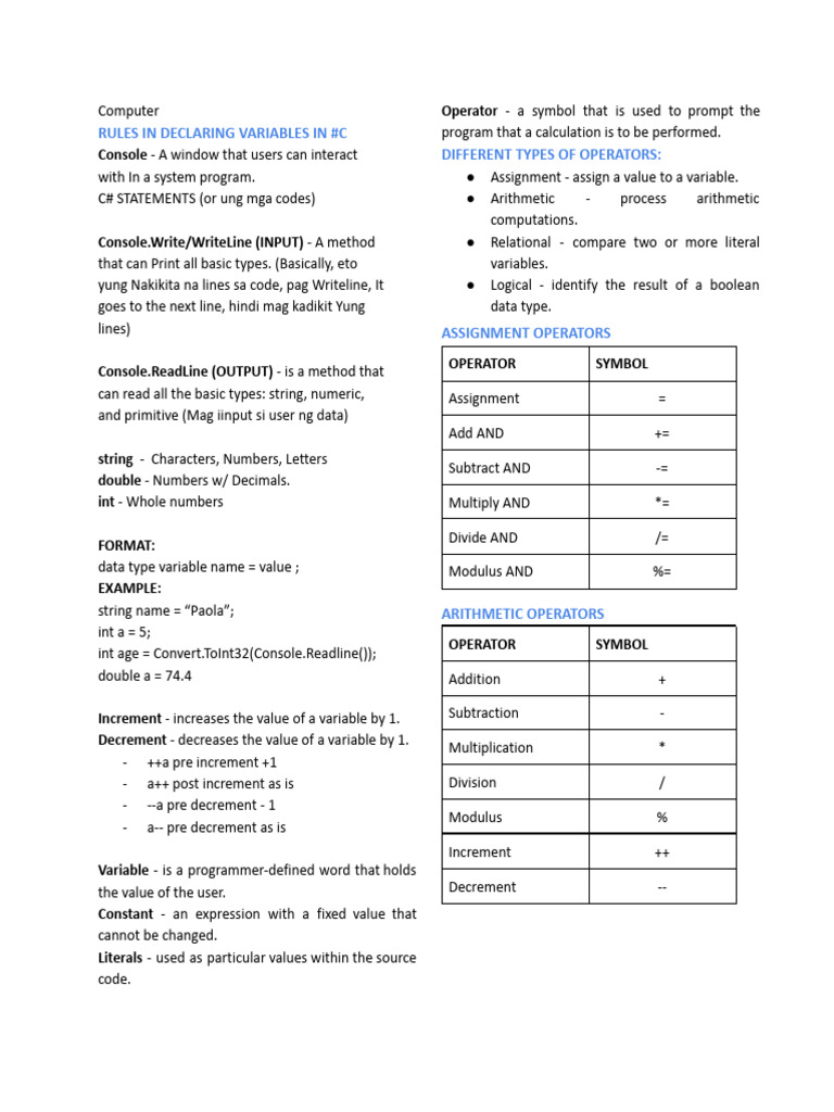 Computer Lez Go Mga Baks | PDF | Integer (Computer Science) | Arithmetic