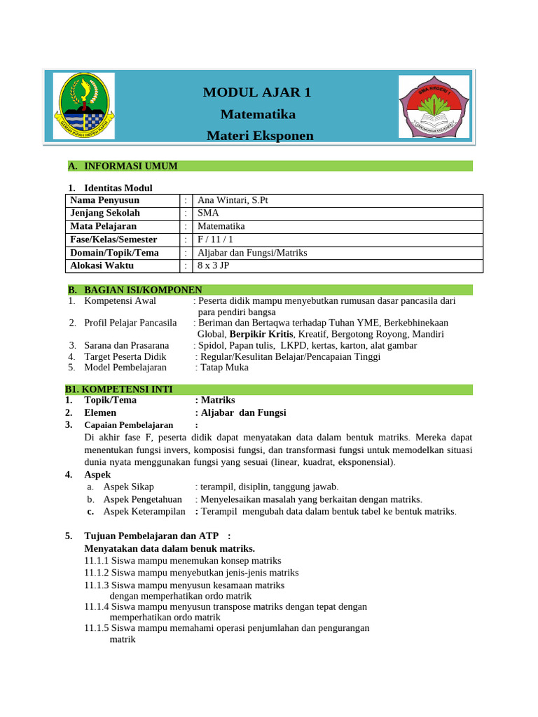 Modul Matriks - Ok - Fix | PDF