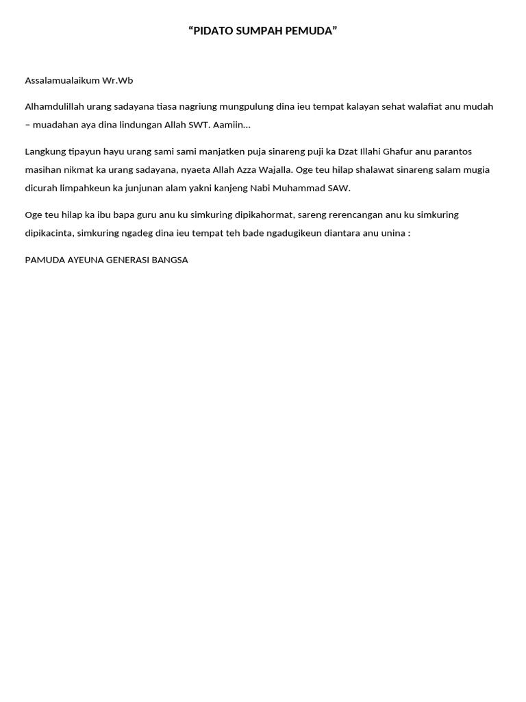 Pidato Sumpah Pemuda | PDF
