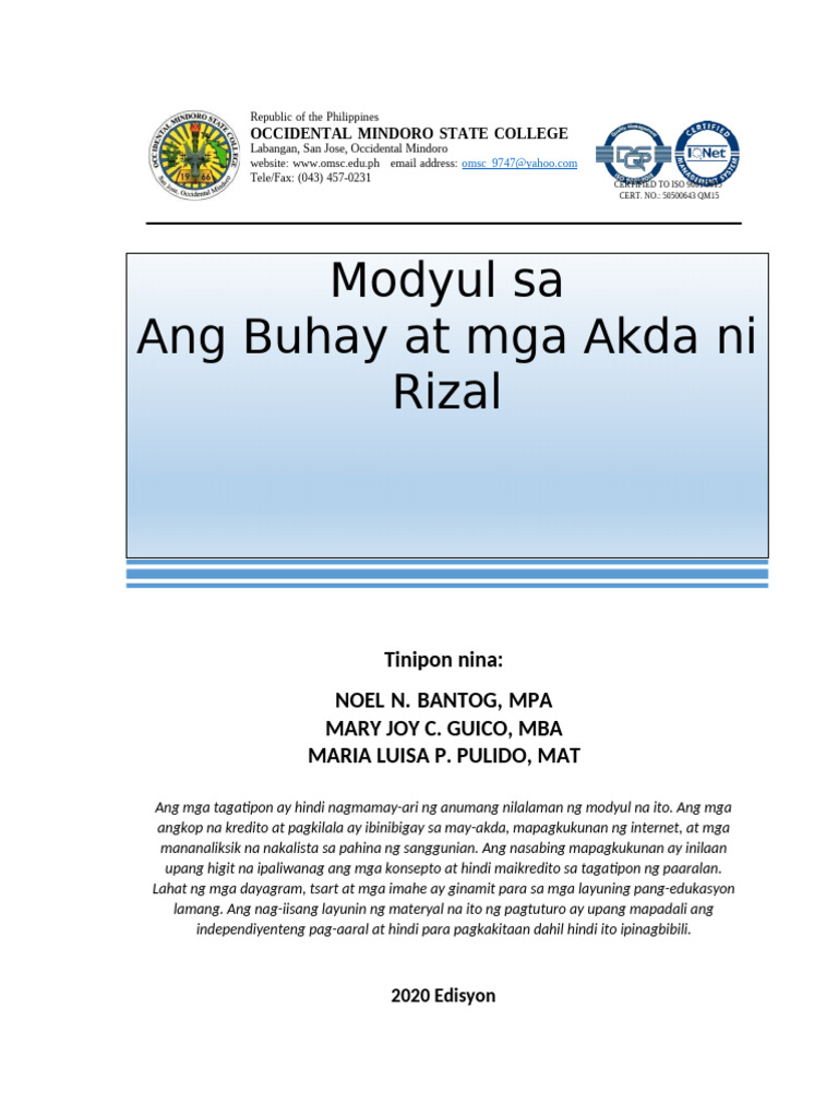 Rizals Life and Works Aralin 1 11 | PDF