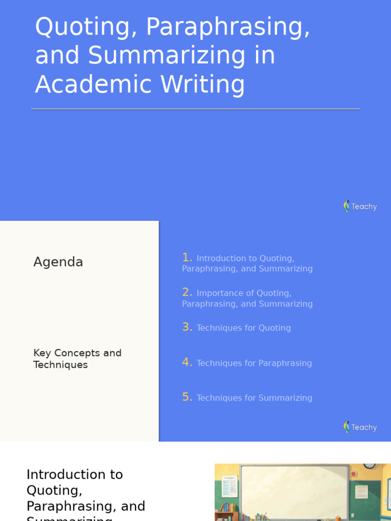 Slide English 7 Quoting Paraphrasing and Summarizing Words and ...