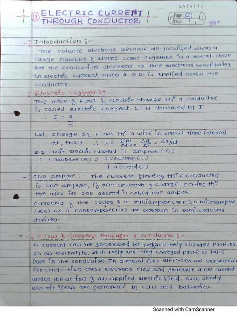 Electric Current Through Conductor | PDF