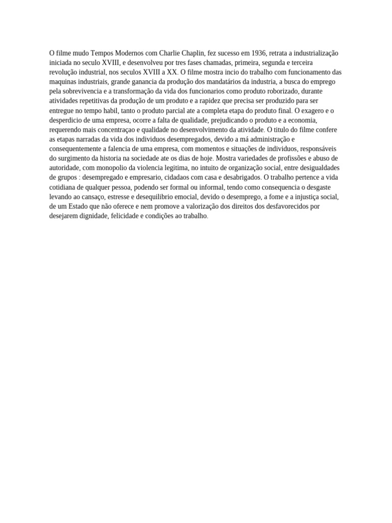 Resenha Do Filme Da Industrialização Times New Roman 11 (1) (PDF - Io ...