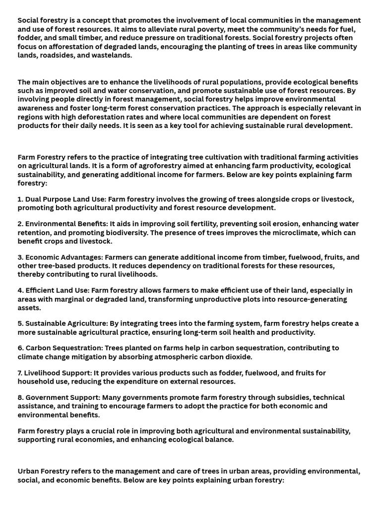 Social Forestry and Its Benefits | PDF | Ecosystem | Food Web