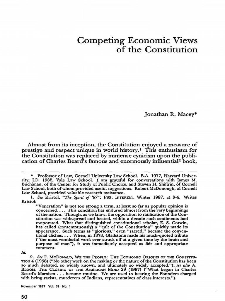 Competing Economic Views of the Constitution | PDF | Economics | Economies