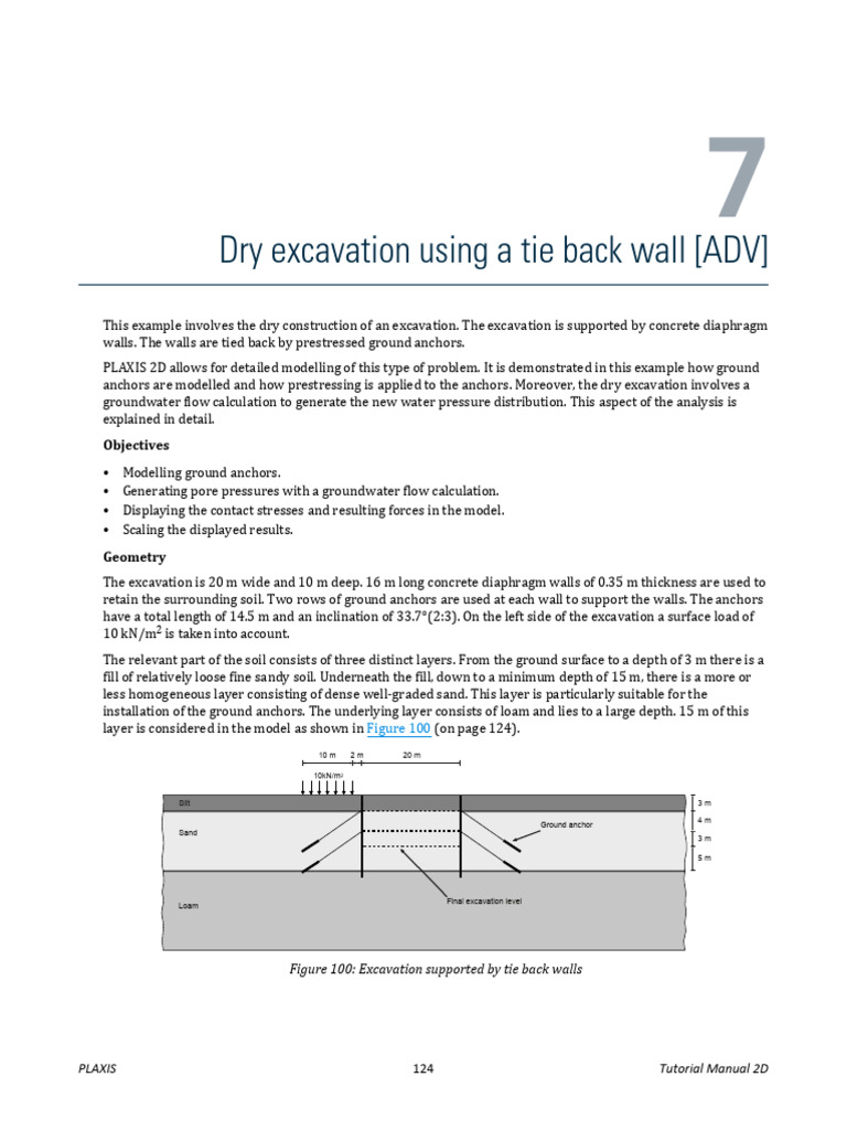PLAXIS - 2D - 2024.2 - Tutorial - 07 - Dry Excavation Using A Tie Back ...