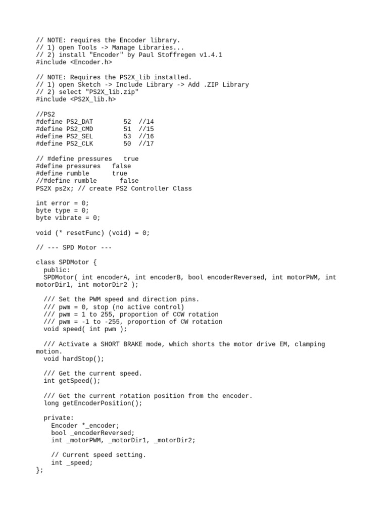 MecanumRobotPS2Control.ino | PDF | Computer Engineering