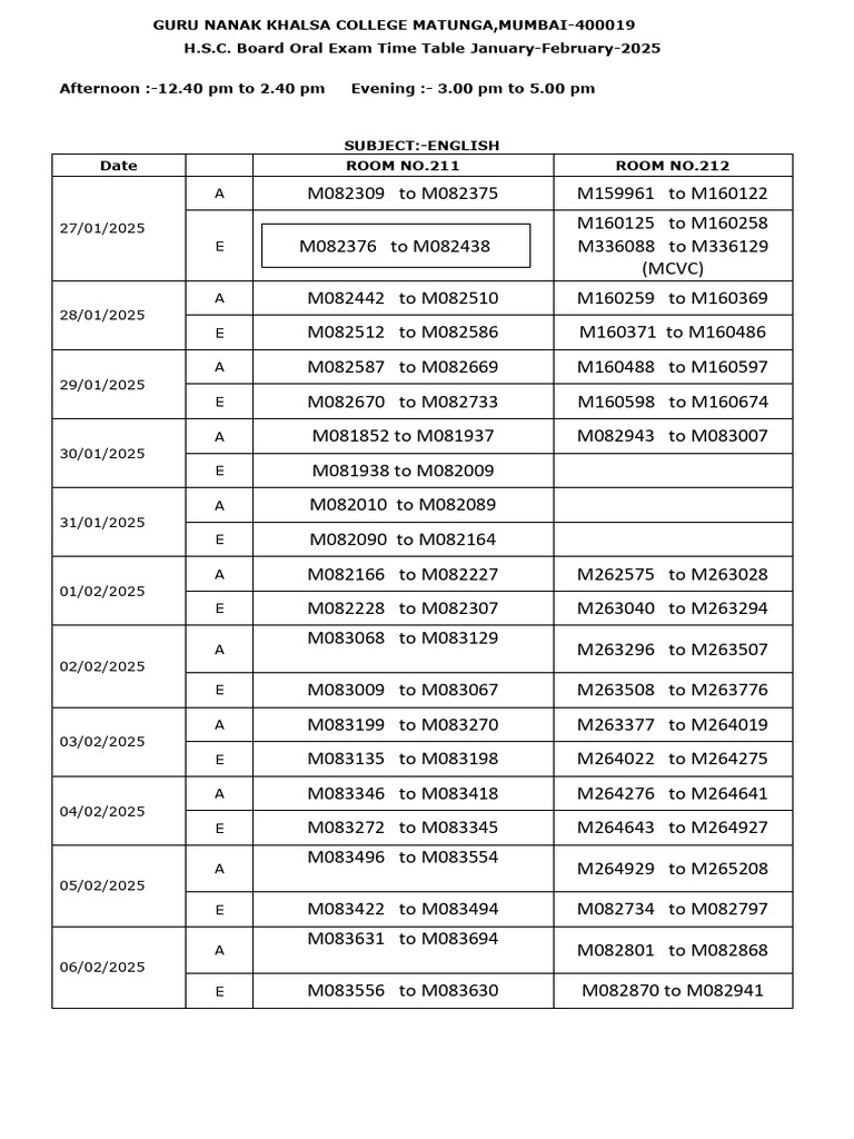 HSC English Orals Timetable 2025 Final-1 - 250131 - 151628 | PDF ...